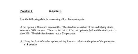 solved problem 4 24 points use the following data for