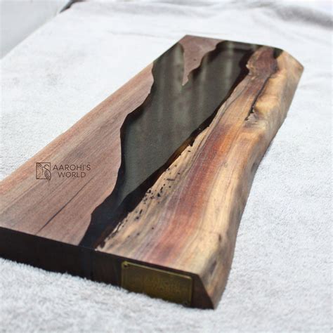 Wall Shelf Of Epoxy Resin And Walnut Wood Floating Wall Shelf Etsy