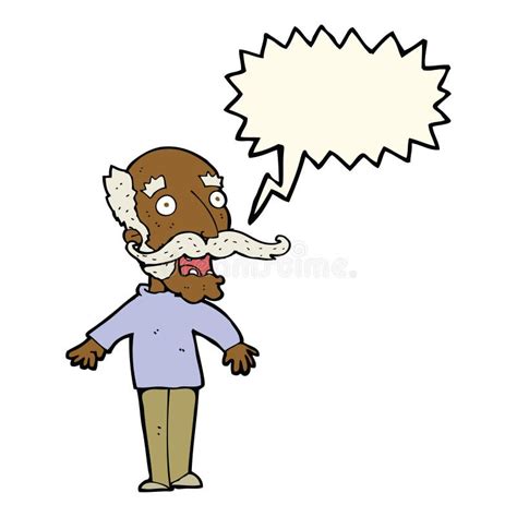 Cartoon Old Man Gasping In Surprise With Speech Bubble Stock
