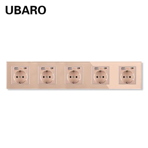 Розетка электрическая пятипостовая с Usb и Type C входами в стандартный подрозетник рамка