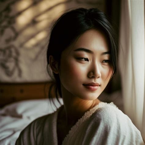 Premium Ai Image Beautiful Young Oriental Woman Looking At Camera