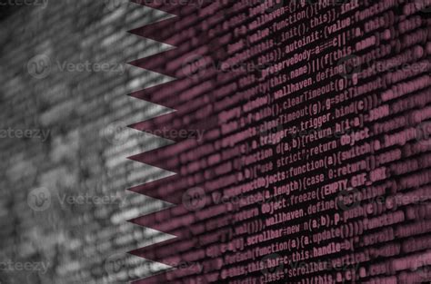 qatar flag is depicted on the screen with the program code the concept