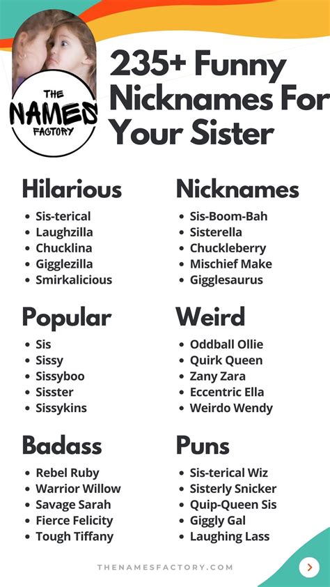 235 Funny Nicknames For Your Sister For Sibling Shenanigans