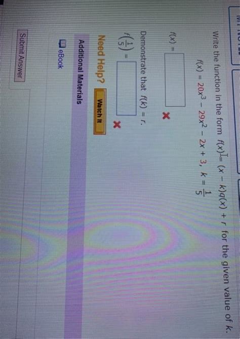 solved ivi write the function in the form f x i x k q x
