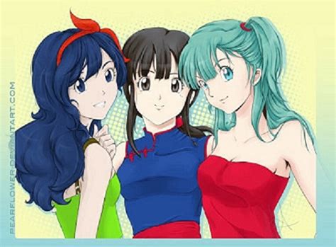 Xbooru 3 Girls Aqua Hair Art Artist Request Bulma Briefs Chichi