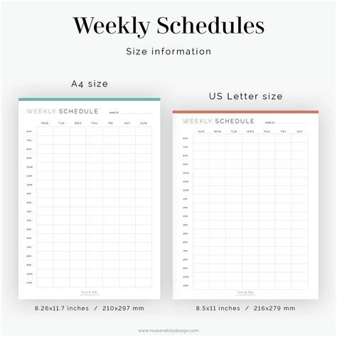 Weekly Schedule Layouts Fillable Printable PDF Etsy