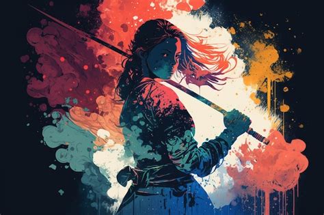 Premium Ai Image A Girl Holding A Katana