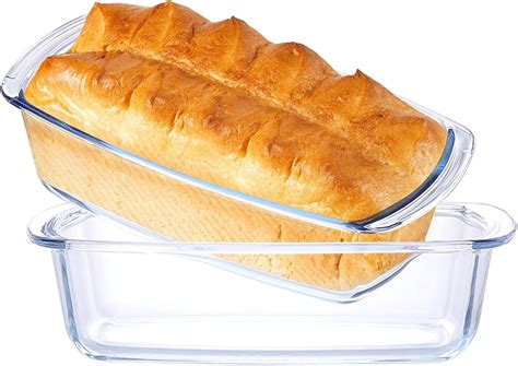 Atrdto 2 Pack 10inch Glass Bread And Loaf Pan Food Glass
