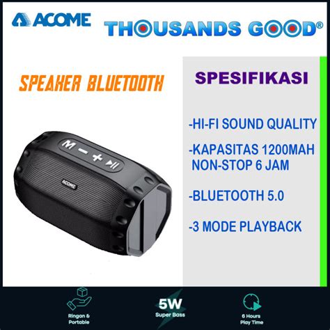 Acome Speaker Bluetooth Hi Fi Sound Tws W Portable A Black Lazada Indonesia