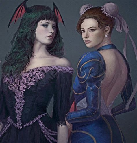 Chun Li And Morrigan Aensland Chun Li Fighting Games Anime Girl Drawings Manga Games Capcom