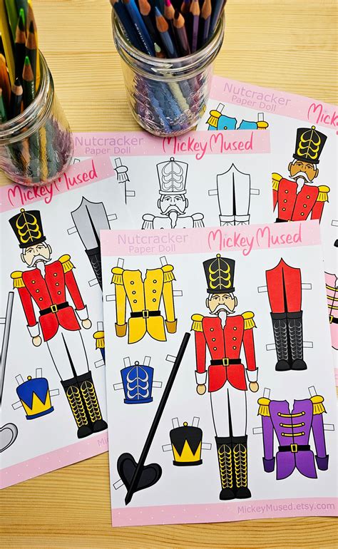 Nutcracker Paper Dolls And Bonus Colouring Page Printable Download Etsy