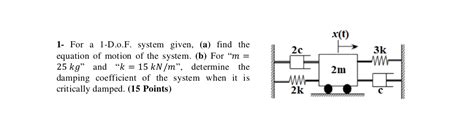 solved 1 ﻿for a 1 d o f ﻿system given a ﻿find