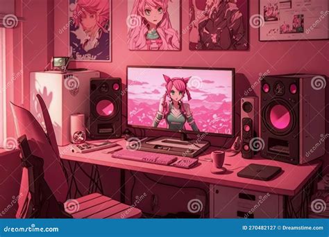 Room Of A Teenage Girl Games Room Illuminated With Leds Created With Generative Ai Technology