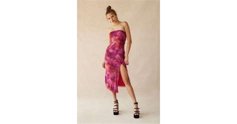 Urban Outfitters Uo Samara Mesh Strapless Midi Dress In Pink Lyst