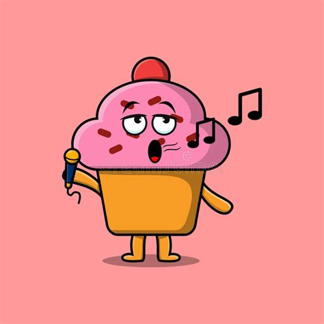 Fofo Cartoon Cantor De Cupcake Microfone Ilustração do Vetor Ilustração de cante rocha
