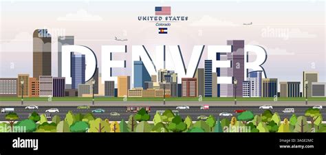 Denver City Skyline Colorful Vector Illustration Travel Poster Stock Vector Image And Art Alamy