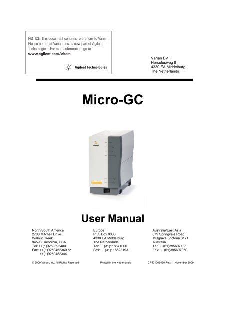 User Manual Micro Gc Agilent Technologies