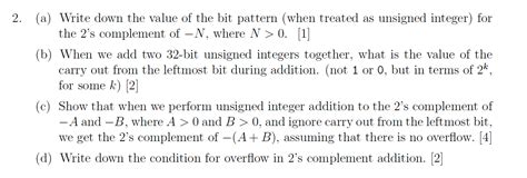 Solved 2 A Write Down The Value Of The Bit Pattern When