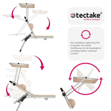 Tectake Ligbed Lorella Aluminium Incl Hoofdkussen Beige Leen Bakker