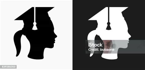 Afstuderen Pictogram Op Zwartwit Vector Achtergronden Stockvectorkunst