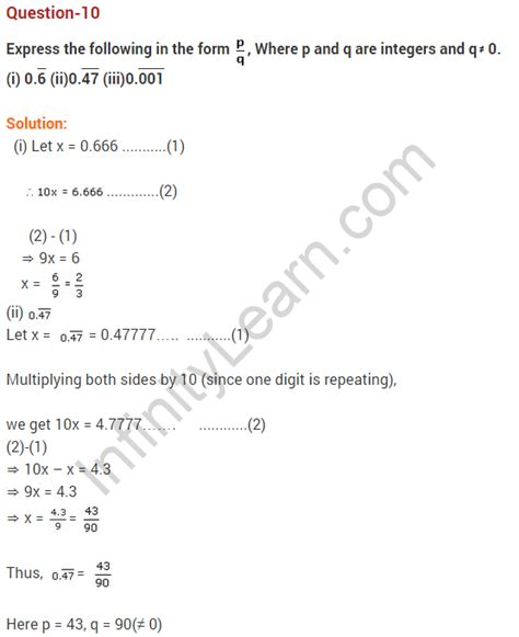 Ncert Solutions For Class 9 Maths Chapter 1 Number Systems Ex 1 3 Infinity Learn By Sri Chaitanya