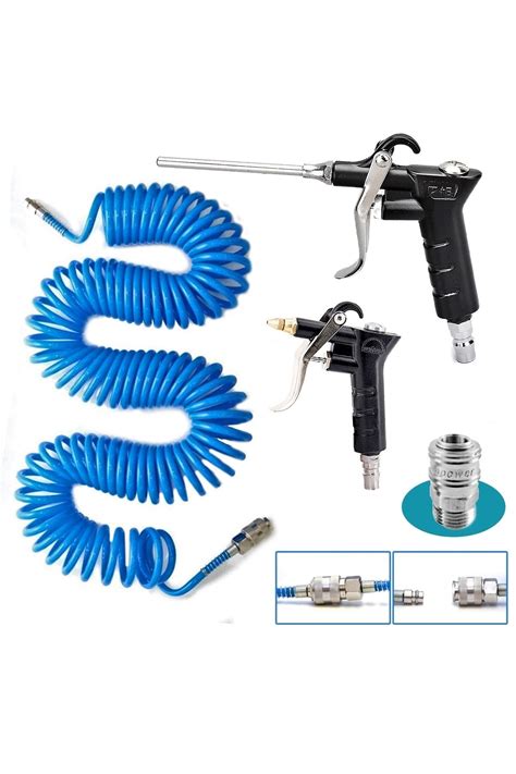 PROXTECH Kompresör Spiral Hava Hortumu 8 mm 15 m Hava Jakı Hava