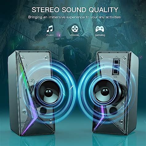 Buy Llevtic Computer Speakers Desktop Speakers With 6 Colorful Rgb Lights Volume Control Pc