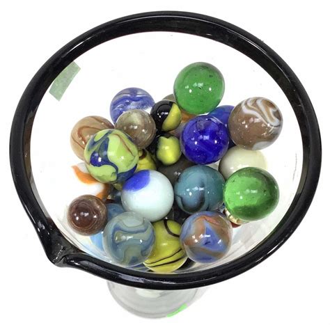 Lot Blown Glass Jar And Vintage Marbles Boulders