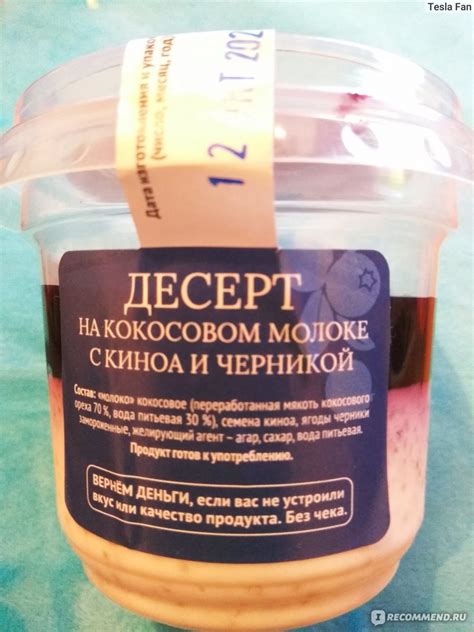 Пудинг ВкусВилл / Избёнка Десерт на кокосовом молоке с киноа и черникой ...