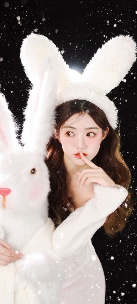 兔耳朵可爱美女 手机 壁纸 彼岸桌面
