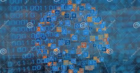 image of binary code over globe made of icons stock illustration illustration of global