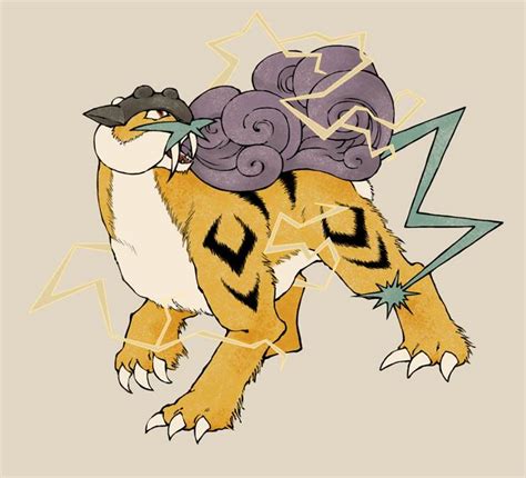 关都243天雷宝可梦，雷公ライコウ插画图片 Bobopic
