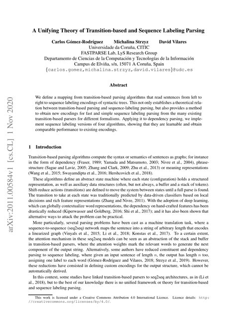 pdf a unifying theory of transition based and sequence labeling parsing