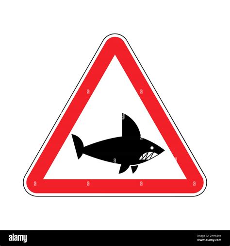 Attention Shark Triangular Road Danger Sign Caution Sharks Stock