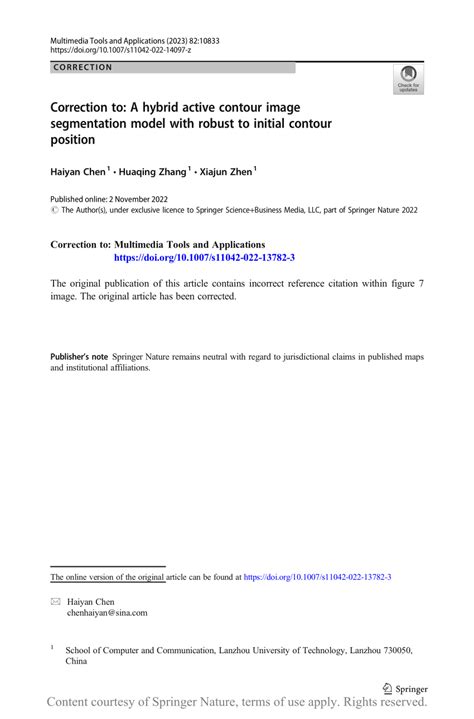 Correction To A Hybrid Active Contour Image Segmentation Model With
