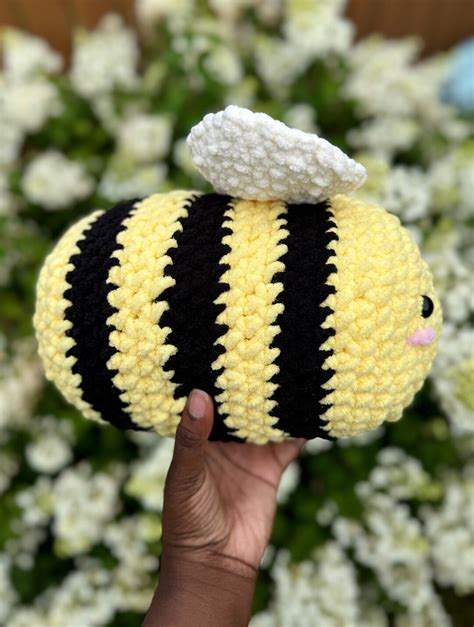 Jumbo Crochet Bumblebee Plushie Jumbo Amigurumi Bee Plushie Jumbo