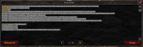 Constant Lua Errors After New Update Issue 7 Sandervspl BuffTimers