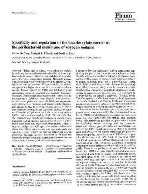 Pdf Specificity And Regulation Of The Dicarboxylate Carrier On The