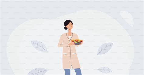 Femme Nutritionniste Ou Personnage De Dessin Animé Diététique Tenant Un