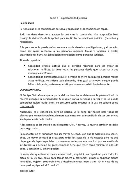 Tema 4 Y 5 Apuntes De Los Temas 4 Y 5 De Derecho Civil La