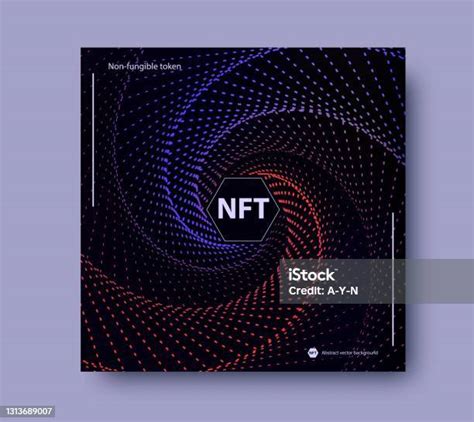 나선형 운동의 Nft 비 곰팡이 토큰 개념은 추상적 인 배경을 점 트위스트 육각형 라인 그라데이션 배경과 비 곰팡이 토큰 기호