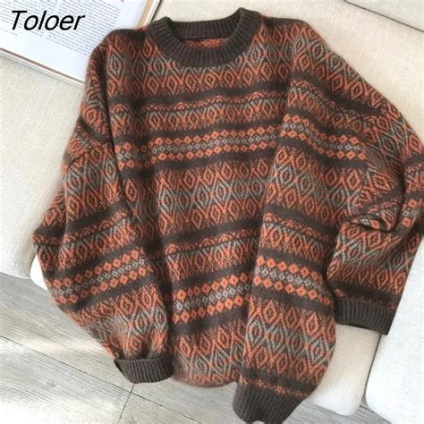 Toloer Pullover Patchwork Loose Lantern Long Sleeve Women Simple