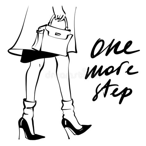 Girl S Legs In High Heels Shoes Socks And With Bag Stock Illustration Illustration Of Logo