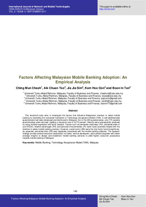 Pdf Factors Affecting Malaysian Mobile Banking Adoption An Empirical