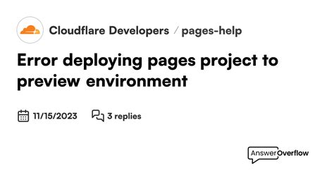 Error Deploying Pages Project To Preview Environment Cloudflare