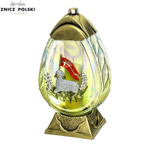 Duży znicz wielkanocny z aplikacją baranka z chorągwią BARANEK DUŻY