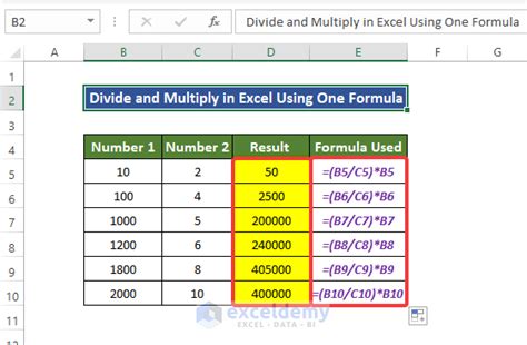 How To Divide And Multiply In One Excel Formula 4 Methods Exceldemy