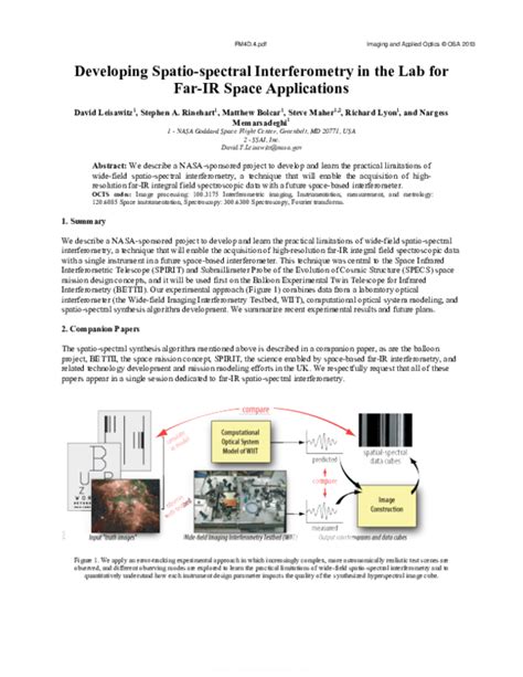 Pdf Developing Spatio Spectral Interferometry In The Lab For Far Ir