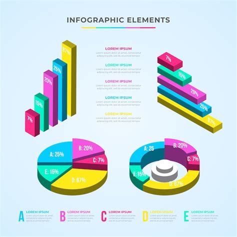 아이소 메트릭 Infographic 컬렉션 디자인 무료 벡터