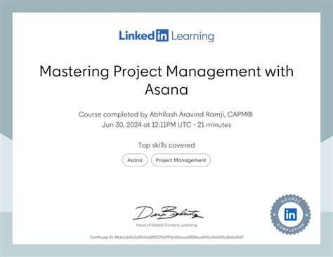Abhilash Aravind Ramji Capm® On Linkedin Certificate Of Completion